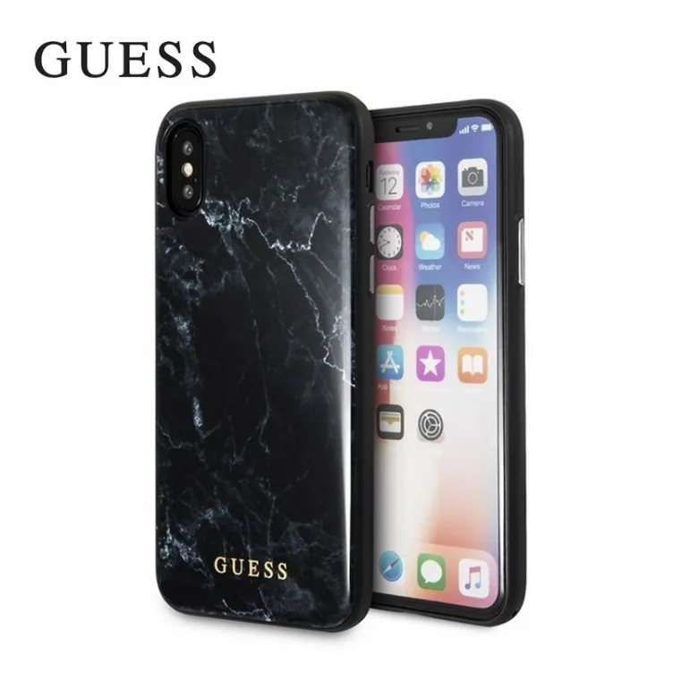 Maska Guess Faceplate Marble za iPhone X crna.