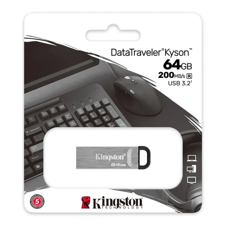 USB Kingston 64GB USB Flash Drive, USB 3.2 Gen.1, DataTraveler Kyson, Read up to 200MB/s