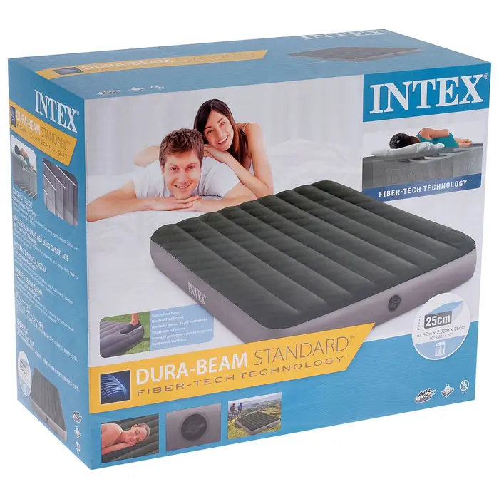 Intex Queen 64763 Dura-Beam Standard Downy Krevet Na Naduvavanje 152x203x25 cm Sa Nožnom Pumpom