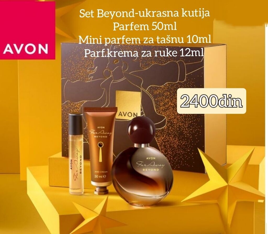 AVON parfemski setovi 1) Far Away Beyond poklon set – ukrasna kutija