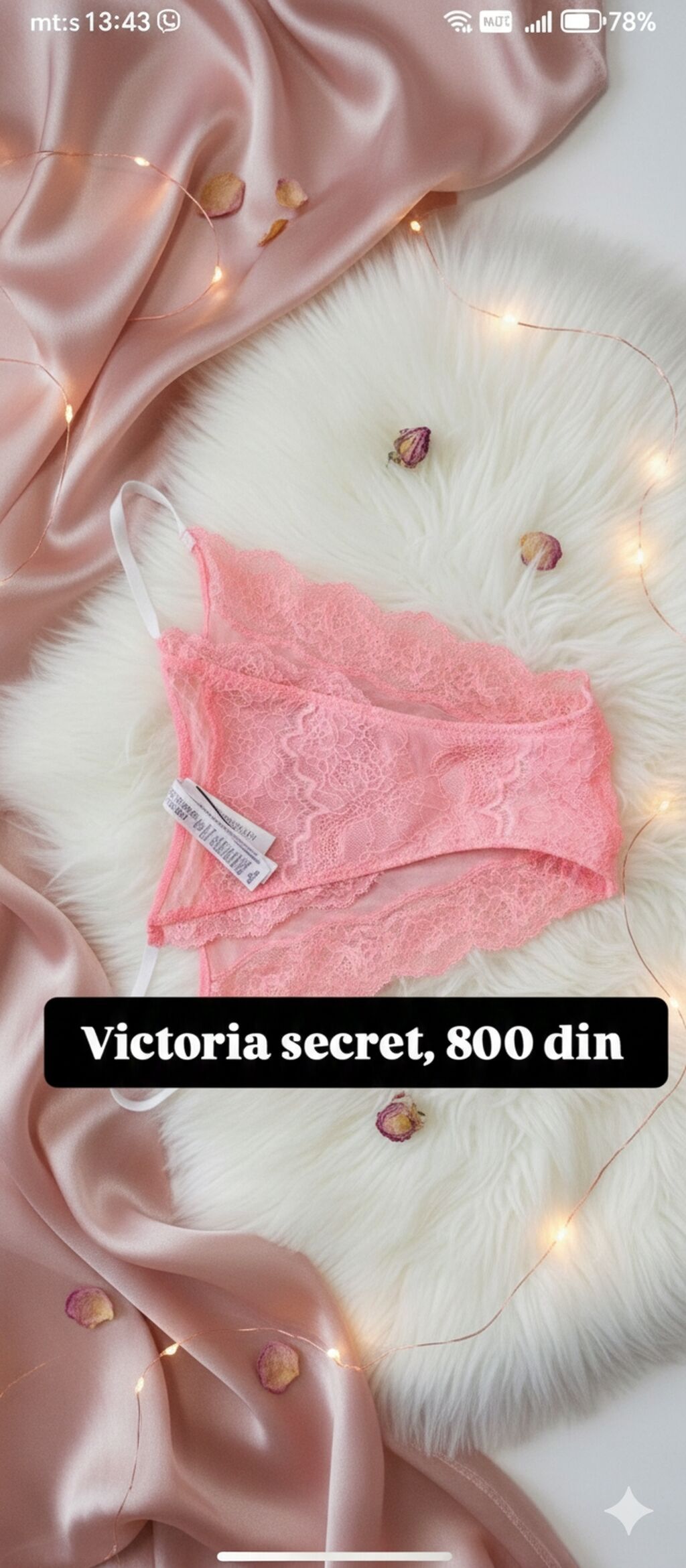 Victoria’s Secret čipkaste gaćice u nežno roze boji. - Model: niskog