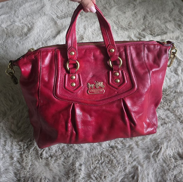 Coach Madison Sabrina satchel bag. Coach kožna crvena torba sa