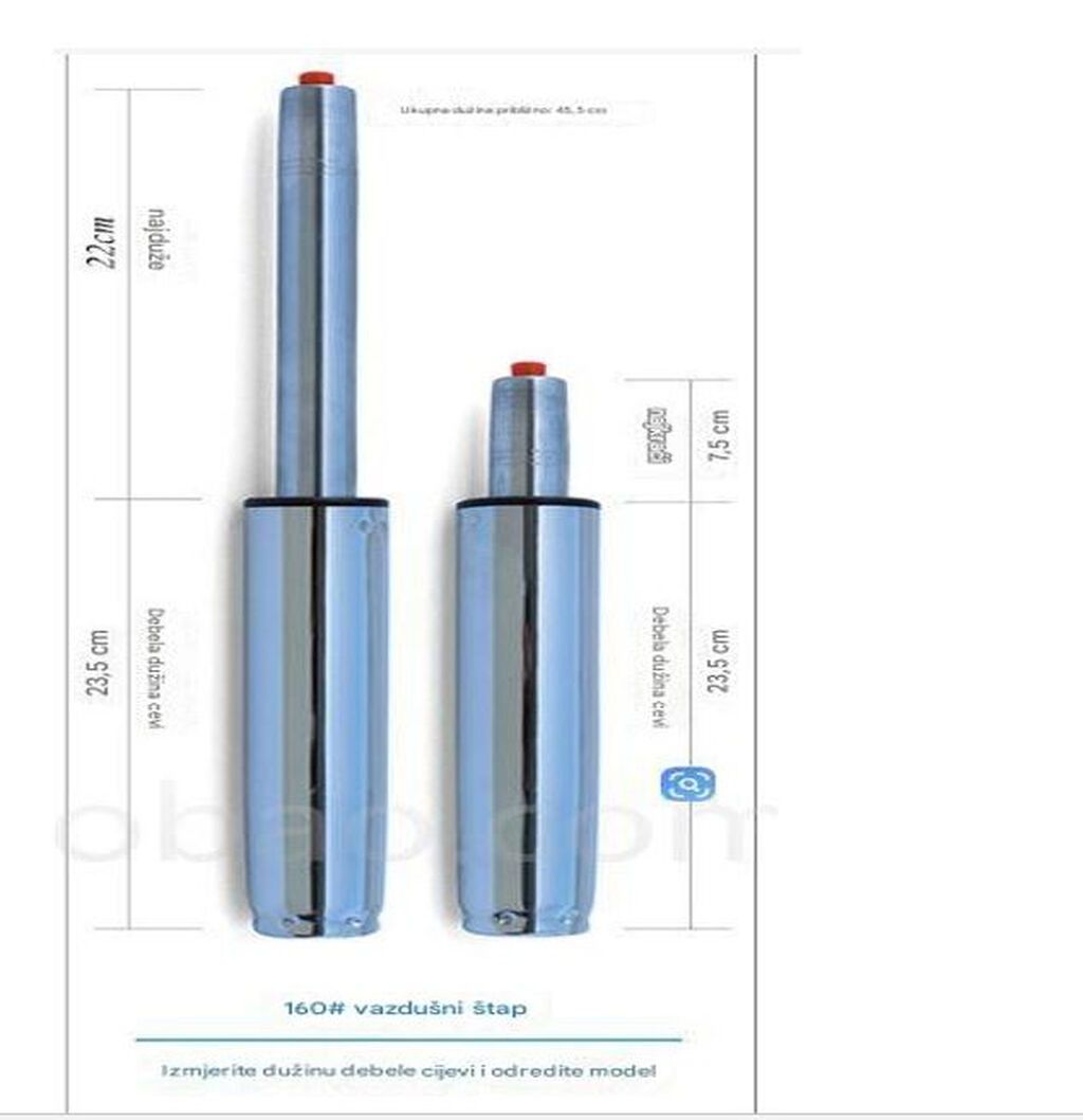 Gas lift cilindar za kancelarijsku stolicu – univerzalni Opis: -