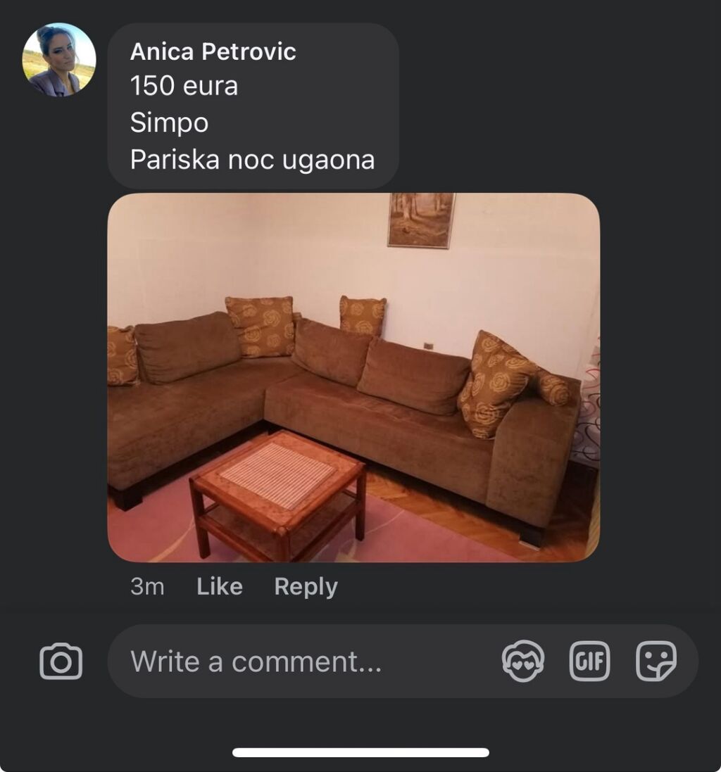 Ugaona garnitura Simpo Pariska noć sa mehanizmom na razvlačenje. U