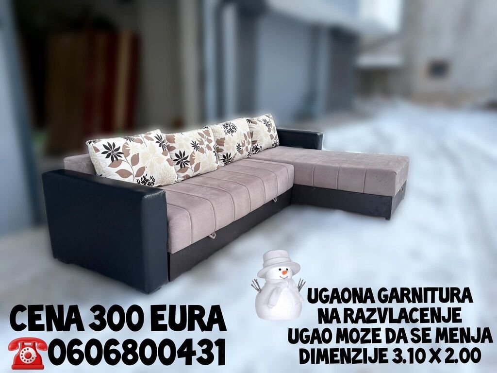 Ugaona garnitura na razvlačenje. - Dimenzije: 3,10 x 2,00 m - Ugao