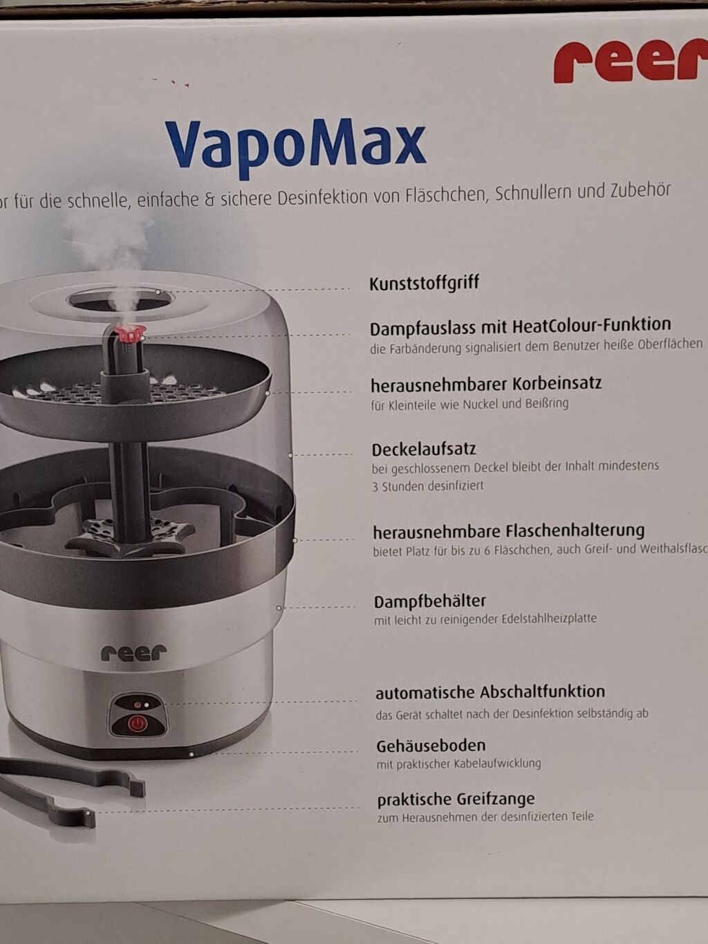 Reer VapoMax parni sterilizator za flašice, cucle i dodatke, sa