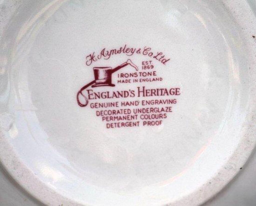 Red transferware H Aynsley & Co England's Heritage ORIGINAL. Made