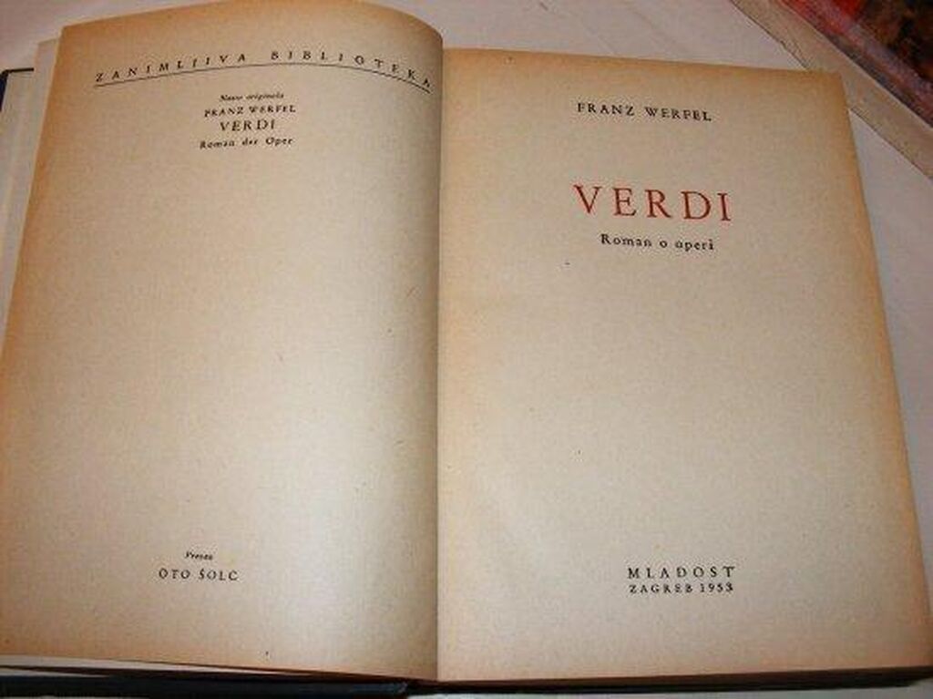 Verdi franz werfel roman u operi tvrd povez rikna oštećena kao na