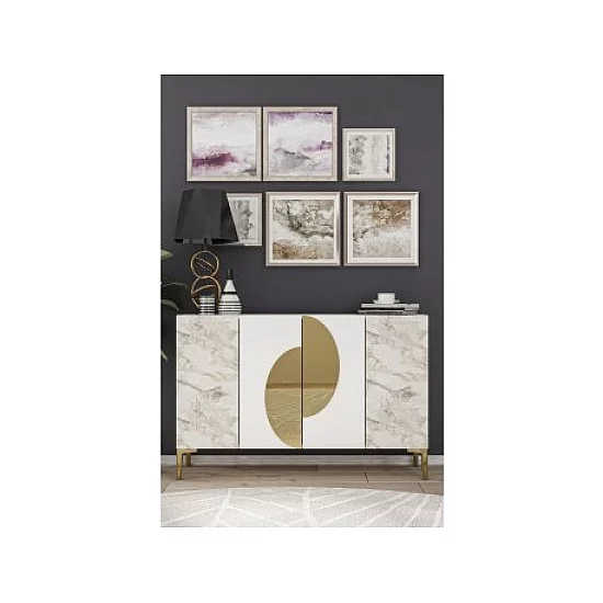 HANAH HOME KOMODA AFRA KM120 WHITE EPHESUS MARBLE GOLD CENA