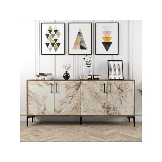 HANAH HOME KOMODA KIEV WALNUT WHITE MARBLE CENA