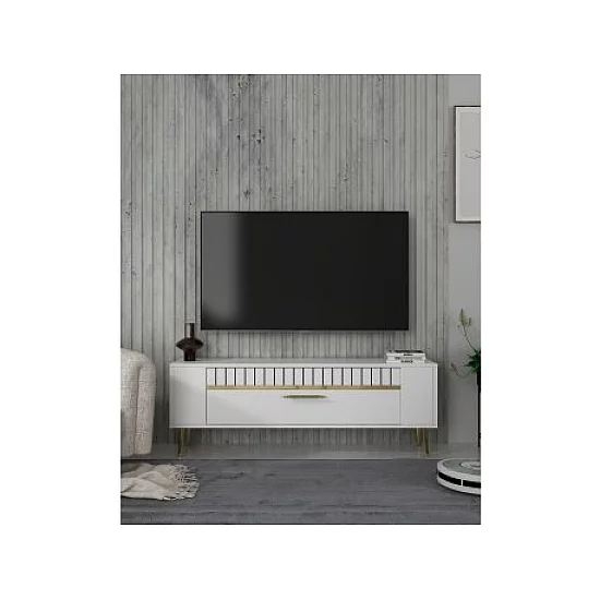 HANAH HOME TV POLICA RETROLP1 WHITE GOLD CENA