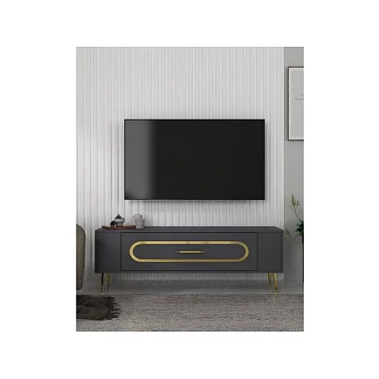 HANAH HOME TV POLICA RETROP3 ANTHRACITE GOLD CENA