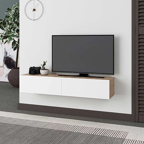 HANAH HOME TV POLICA FRANCY 135 SAPPHIRE OAK WHITE CENA