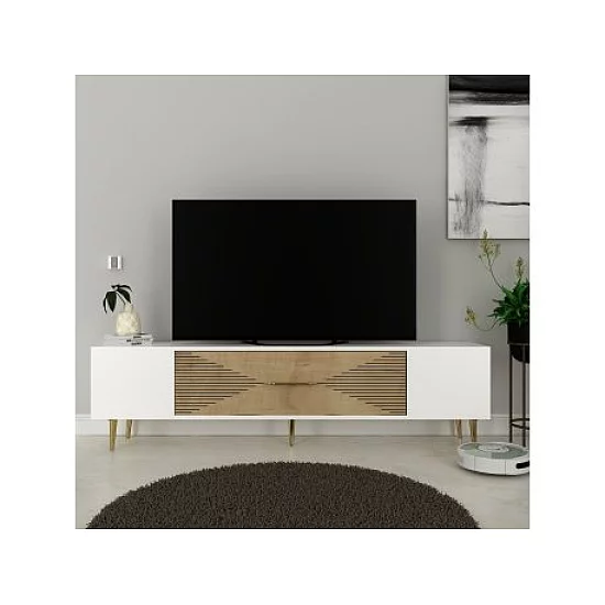 HANAH HOME TV POLICA DEKOL1 WHITE SAPPHIRE OAK GOLD CENA