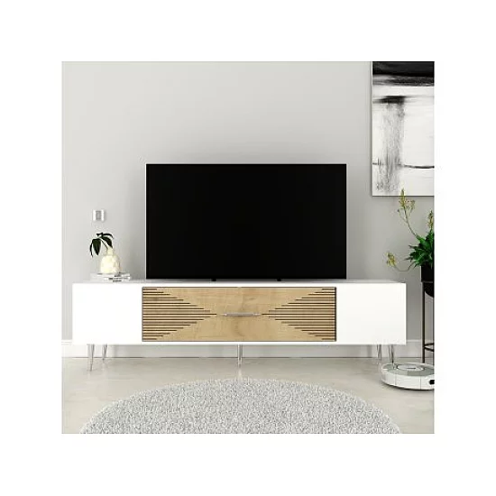 HANAH HOME TV POLICA DEKOL1 WHITE SAPPHIRE OAK SILVER CENA