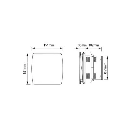 BBLINK IZDUVNI VENTILATOR 151X151MM 12W