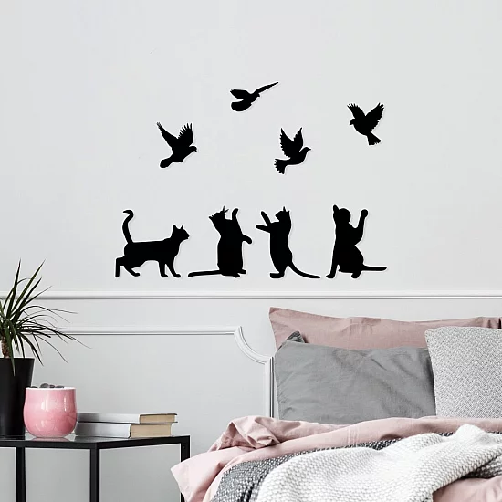 WALLXPERT ZIDNA DEKORACIJA BIRDS PLAYING WITH CATS