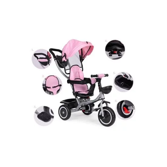 ECO TOYS 2U1 TRICIKL SA ROTIRAJUIM SEDIÇTEM I SKLOPIVOM TENDOM PINK, ECOTOYS CENA