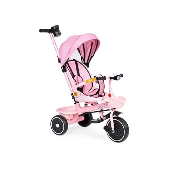 ECO TOYS 2U1 TRICIKL SA ROTIRAJUCIM SEDISTEM I SKLOPIVOM TENDOM PINK, ECOTOYS