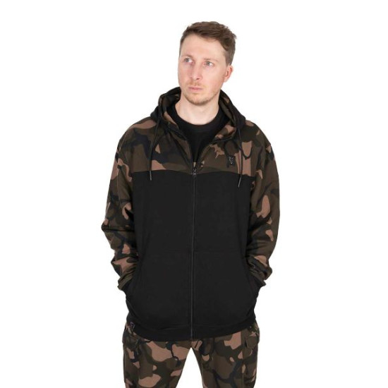 FOX DUKS LW BLACK/CAMO SPLIT ZIP HOODY XXL