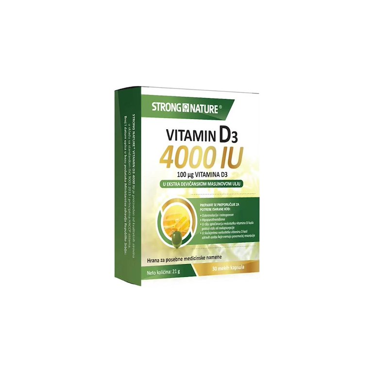 STRONG NATURE® Vitamin D3 4000 IU 50 µg 30 Mekih Kapsula