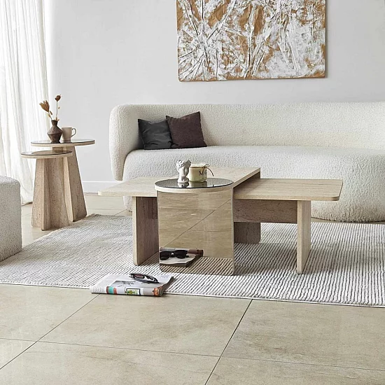 HANAH HOME SET STOLOVA ZA KAFU LUNA TRAVERTINE (4 DELA)