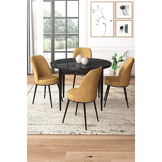 HANAH HOME SET TRPEZARIJSKI STO I 4 STOLICE TOR BLACK MARBLE CAPPUCCINO
