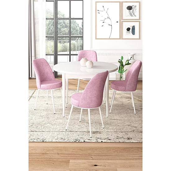 HANAH HOME SET TRPEZARIJSKI STO I 4 STOLICE TOR WHITE PINK