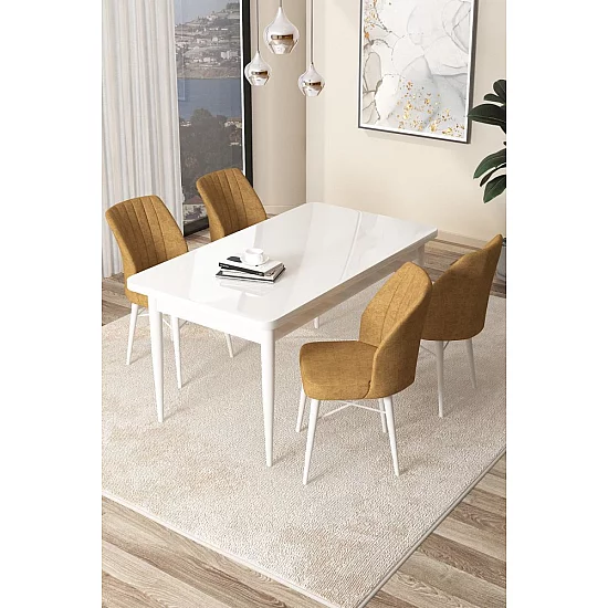 HANAH HOME SET TRPEZARIJSKI STO I 4 STOLICE ARP WHITE CAPPUCCINO