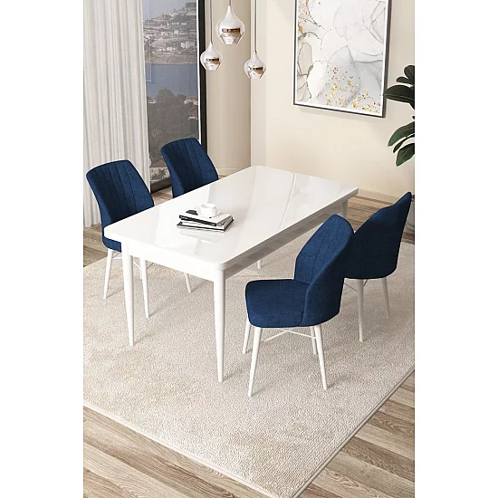 HANAH HOME SET TRPEZARIJSKI STO I 4 STOLICE ARP WHITE NAVY BLUE