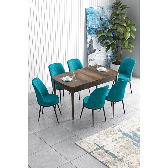 HANAH HOME SET TRPEZARIJSKI STO I 6 STOLICA HAN BAROQUE TURQUOISE