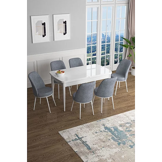 HANAH HOME SET TRPEZARIJSKI STO I 6 STOLICA HAN WHITE GREY