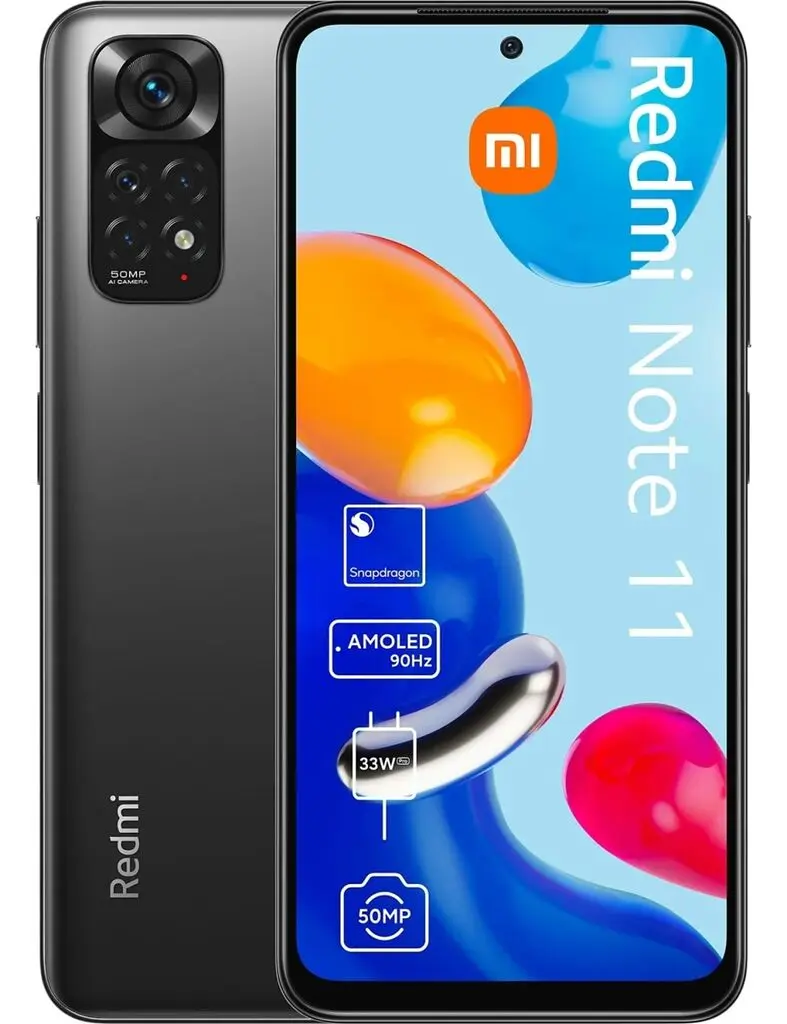 Xiaomi Refabrikovani mobilni telefon Redmi Note 11 4G, 6.43", 2400 x 1080, 90 Hz, 48 MP, 16 MP, 4/64GB, Sivi
