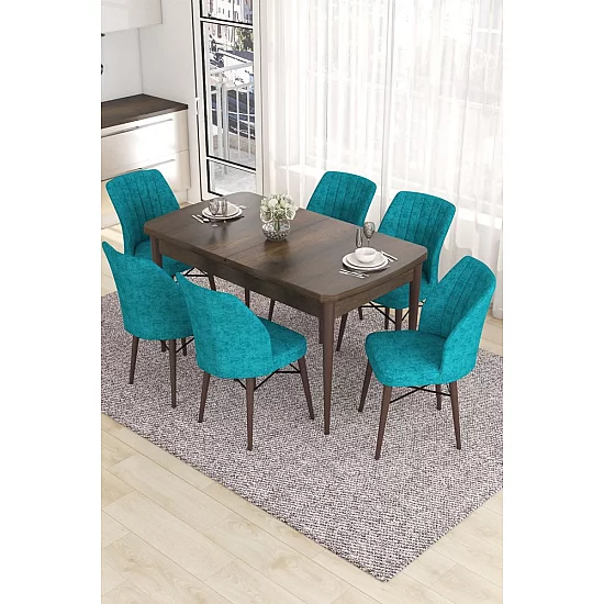 HANAH HOME SET TRPEZARIJSKI STO I 6 STOLICA EVA BAROQUE TURQUOISE
