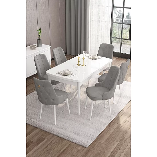 HANAH HOME SET TRPEZARIJSKI STO I 6 STOLICA ARE WHITE GREY