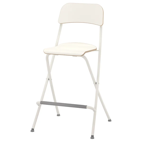 Barska stolica s nasl.,sklopiva, visina radne ploče bela/bela, 63 cm