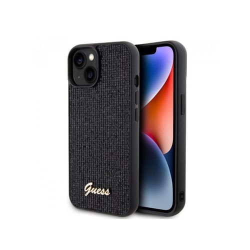 Guess Maska za iPhone 15 DISCO SCRIPT METAL BLACK