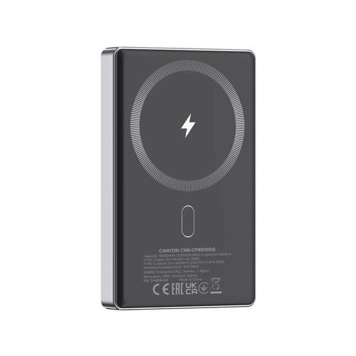 CANYON OnPower 510 Slim Magnetic PowerBank 10000 mAh - Sivi (CNS-CPB510DG)