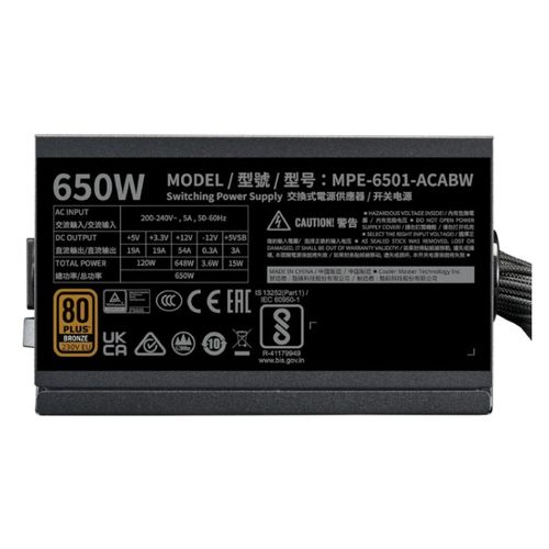 COOLER MASTER MWE Bronze V3 650W Napajanje MPE-6501-ACABW-3BEU