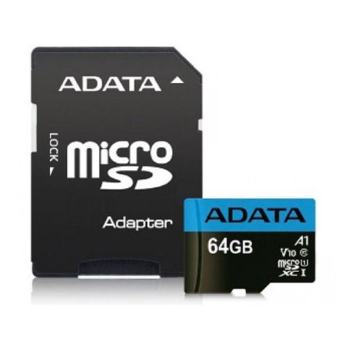 ADATA UHS-I MicroSDXC 64GB klasa 10 + adapter AUSDX64GUICL10A1-RA1
