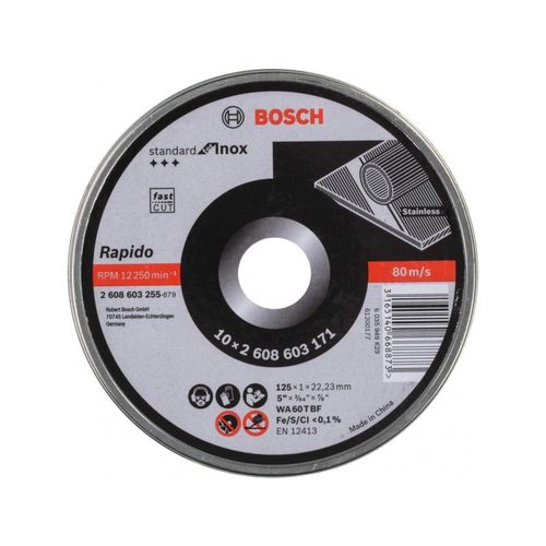 BOSCH Rezna ploča ravna Standard for Inox - Rapido WA 60 T BF, 125x1,0 mm, pakovanje od 10 komada