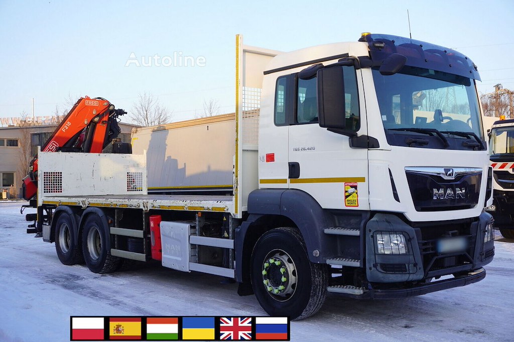 MAN TGS 26.420 6x4 / Fassi F215A.2.24 / remote control / Rotator / 1 kamion s ravnom platformom