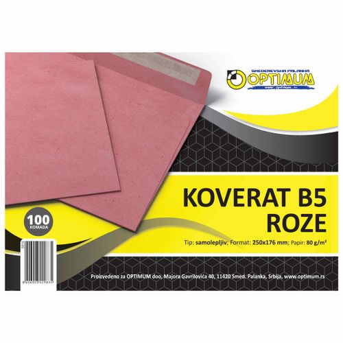 Koverat B5 Roze 1/100 Samolepiv *Sr