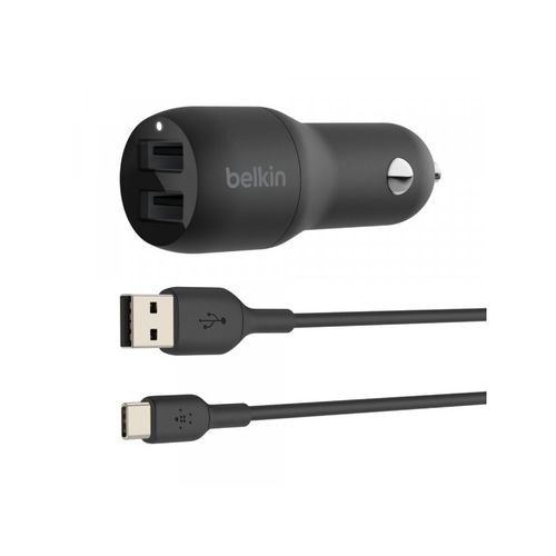 BELKIN CCE001BT1MBK crni auto punjač 2xUSB-A + kabl USB-A na USB-C