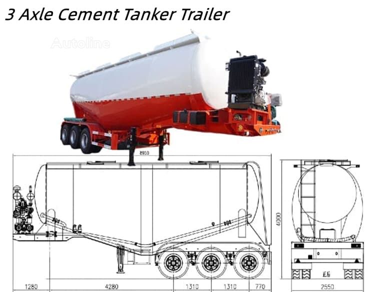 Nova Titan 3 Axle Cement Tanker Trailer for Sale in Guam cisterna za prevoz cementa