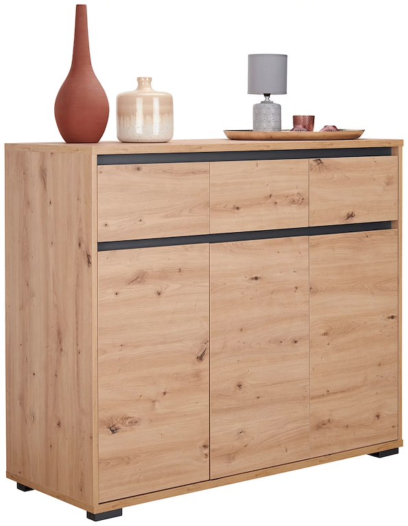 Carryhome KOMODA 120/103/48 cm antracit, boja hrasta