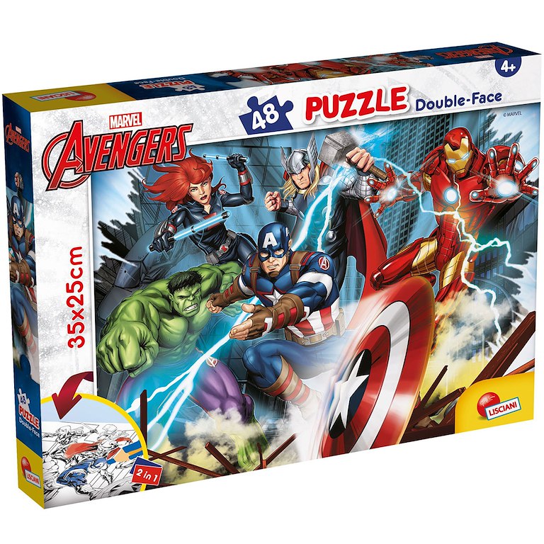 Slagalica Lisciani 48pcs Marvel Avengers 2u1 složi i oboji 99641