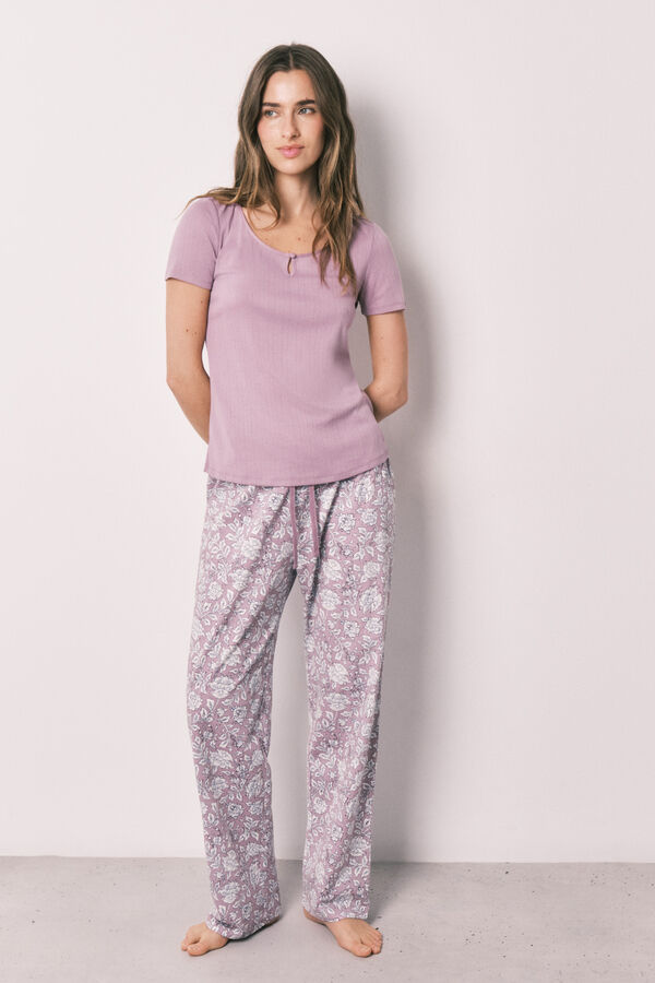 Rosa Blumenprint-Pyjama