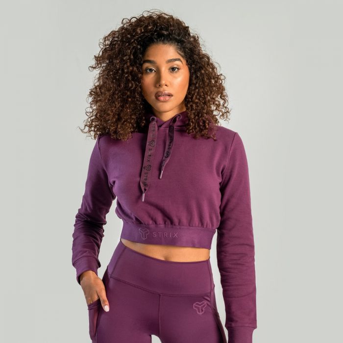 Ženski duks Essential Cropped Hoodie Plum - STRIX