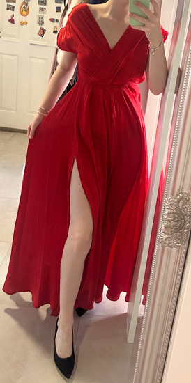 Svečana duga crvena haljina